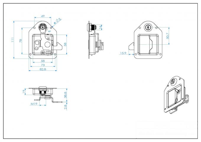 High Quality Recessed Paddle Lock Cabinet Paddle Latch