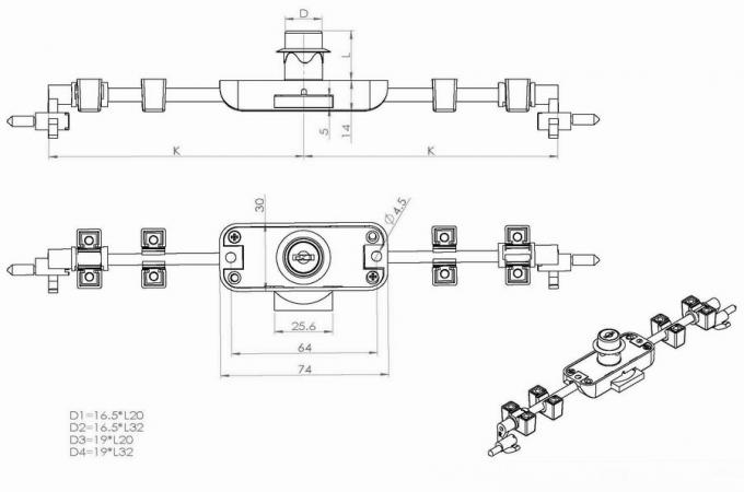 Wardrobe Door Lock 168 Rotating Bar Lock