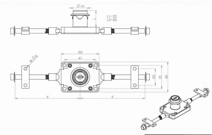 169 Extending Bar Lock Wardrobe Door Lock
