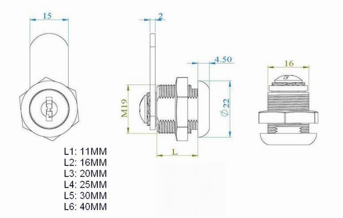 ROHS Flat Cam Lock with Dust Shutter