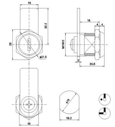 High Quality Flat Key Cam lock for modular cabinets Zinc Alloy Cam Locks